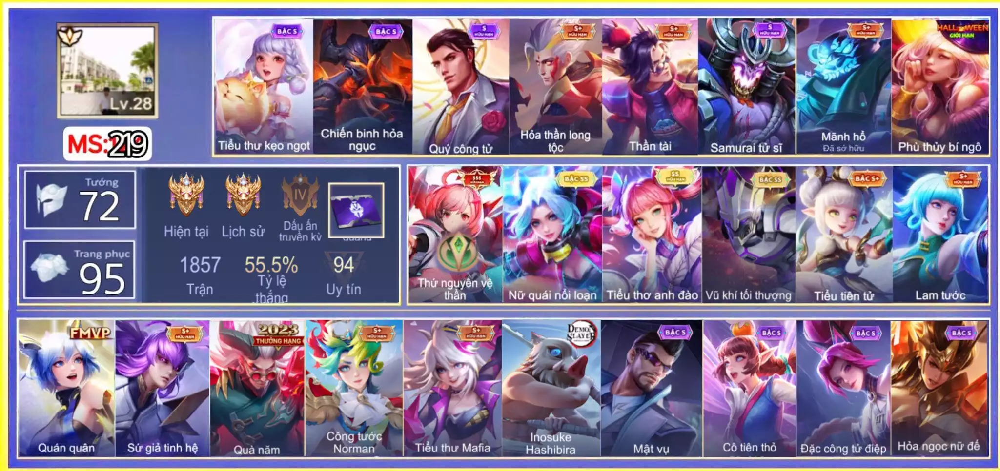 Acc #6735: Violet Thứ Nguyên Vệ Thần, Valhein vũ khí tối tượng, Butter nữ quái..., giá 1,100,000 đ